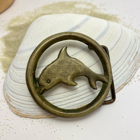 Accessories | Amazing Vintage Solid Brass Dolphin Belt Buckle | Poshmark